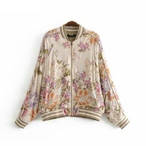 Jackets & Coats | 14 Boho Floral Print Cottagecore Zipper Bomber Jacket ...